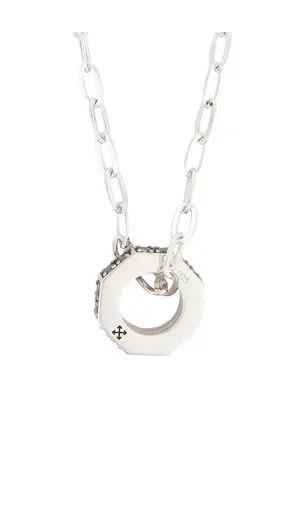 Off-White Hex Nut Chain Pendant Necklace In Metallic