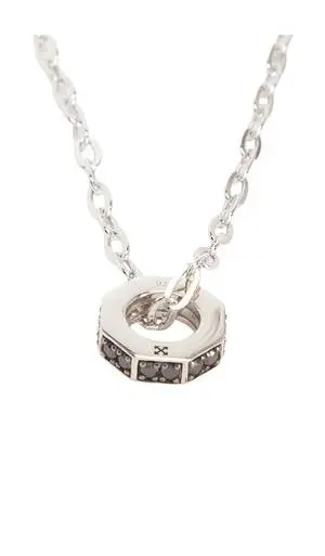 Off-White Hex Nut Chain Pendant Necklace In Metallic