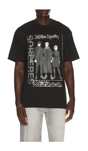 BIOWORLD Jujutsu Kaisen Yuji, Megumi, And Nobara Tee - Black