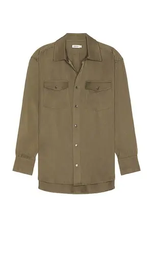 Simkhai Carter Refined Workwear Shirt In Olive