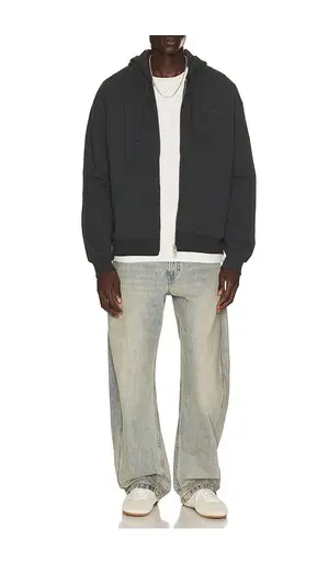 ALLSAINTS Xander Zip Through Hoodie In Grey