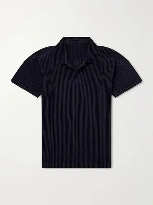 Issey Miyake Pleated Polo Shirt - Blue