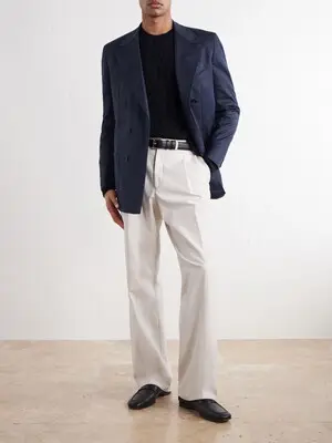 Kiton Double-breasted Cotton-twill Blazer