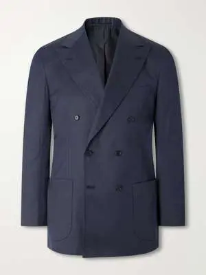Kiton Double-breasted Cotton-twill Blazer