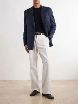 Kiton Double-breasted Cotton-twill Blazer