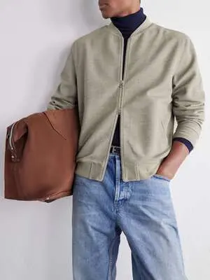 Mr P. Wool-blend Piqué Zip-up Bomber Jacket