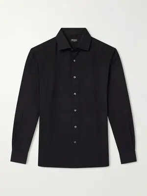 Zegna Cotton And Silk-blend Twill Shirt