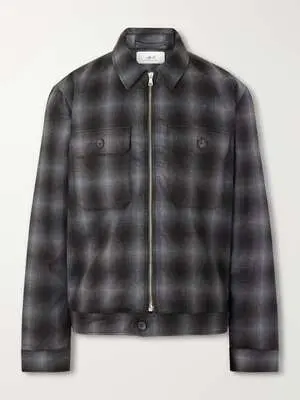 Mr P. Checked Virgin Wool Zip-up Jacket - Brown