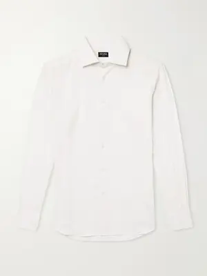 Zegna Cotton And Cashmere-blend Twill Shirt