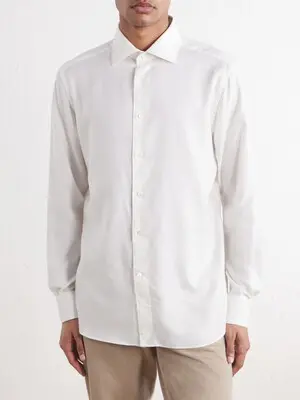 Zegna Cotton And Cashmere-blend Twill Shirt