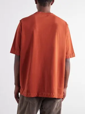 CASEY CASEY Felix Gabardine-trimmed Cotton-jersey T-shirt - Red