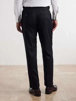 Mr P. Tapered Pleated Wool-flannel Suit Trousers