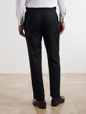 Mr P. Tapered Pleated Wool-flannel Suit Trousers