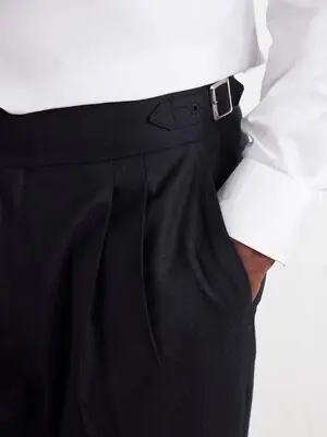 Mr P. Tapered Pleated Wool-flannel Suit Trousers