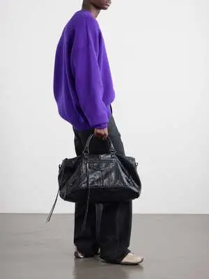Balenciaga Le City Boston Textured-leather Messenger Bag