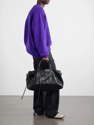 Balenciaga Le City Boston Textured-leather Messenger Bag - Black