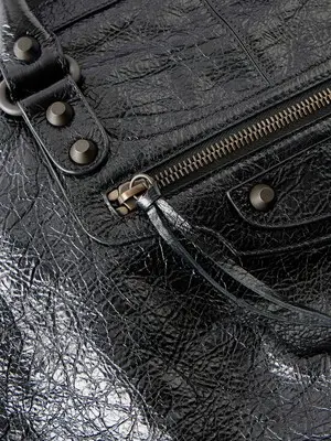 Balenciaga Le City Boston Textured-leather Messenger Bag - Black
