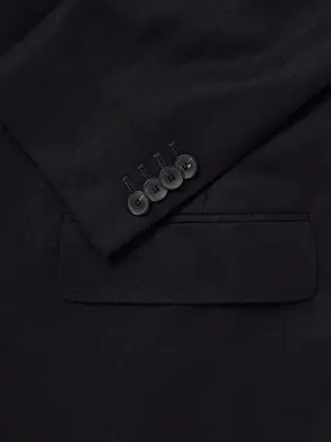 Mr P. Slim-fit Double-breasted Satin-trimmed Wool-flannel Blazer