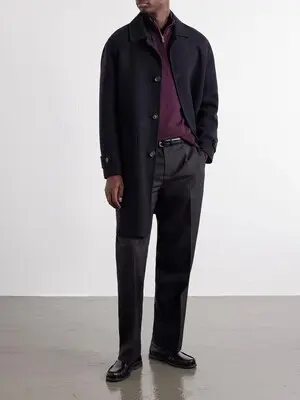 Mr P. Merino Wool Half-zip Sweater - Purple