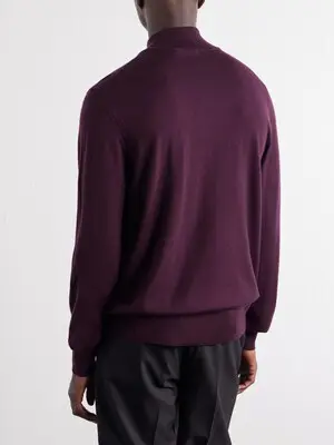 Mr P. Merino Wool Half-zip Sweater - Purple