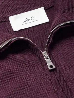 Mr P. Merino Wool Half-zip Sweater - Purple