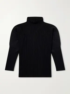 Issey Miyake Pleated Mock Neck T-shirt