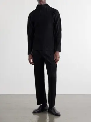 Issey Miyake Pleated Mock Neck T-shirt