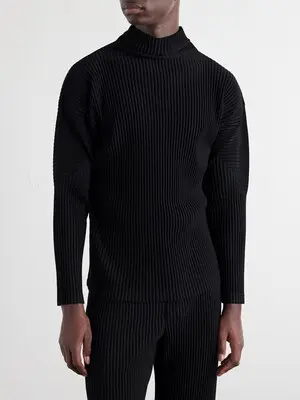 Issey Miyake Pleated Mock Neck T-shirt
