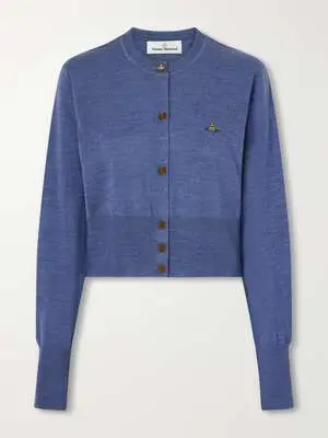 VIVIENNE WESTWOOD Bea Logo-embroidered Wool And Silk-blend Cardigan - Blue