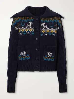 ALEMAIS Patsy Intarsia-knit Merino Wool Cardigan