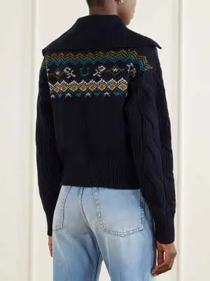 ALEMAIS Patsy Intarsia-knit Merino Wool Cardigan