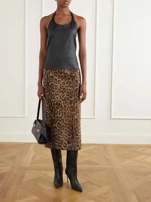 Stouls Winona Leopard-print Calf Hair Midi Skirt
