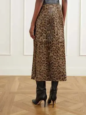 Stouls Winona Leopard-print Calf Hair Midi Skirt