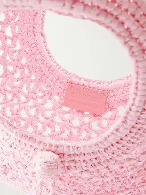 Jacquemus Le Spiaggia Coeur Leather-trimmed Raffia Tote Bag