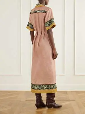ALEMAIS Darcey Belted Printed Hemp Midi Dress