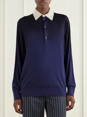 Acne Studios Layered Silk, Wool And Cashmere-blend Polo Sweater
