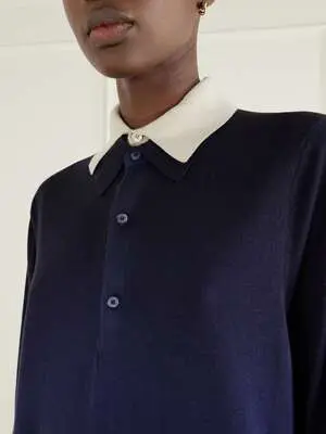 Acne Studios Layered Silk, Wool And Cashmere-blend Polo Sweater
