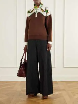 ALEMAIS Lasso Intarsia-knit Merino Wool-blend Polo Sweater