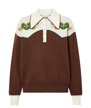 ALEMAIS Lasso Intarsia-knit Merino Wool-blend Polo Sweater - Brown