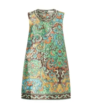 ALEMAIS Charlotte Floral-jacquard Satin Mini Dress - Green