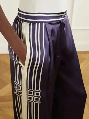 ALEMAIS Bandera Printed Silk-satin Wide-leg Pants