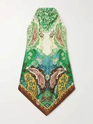 ALEMAIS Florence Floral-jacquard Satin Blouse - Green