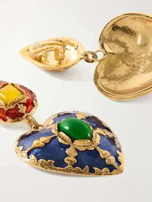 Saint Laurent Bo Coeur Embellished Earrings