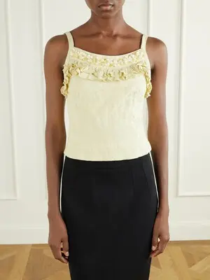 SHUSHU/TONG Embellished Ruffled Cotton-blend Cami