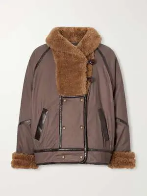 MARANT ETOILE Olinka Plush-trimmed Shell Coat - Brown