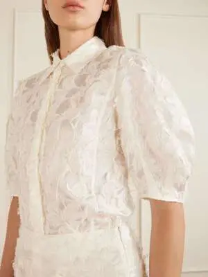 Gabriela Hearst Sansi Fil Coupè Silk And Wool-blend Blouse