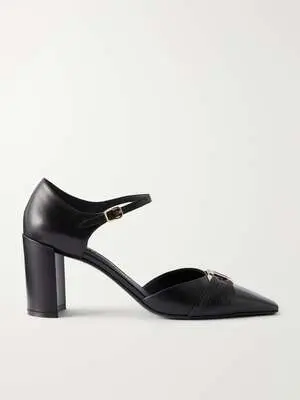 FERRAGAMO Migea 70 Buckle-detailed Leather Pumps - Black