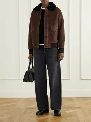 YVES SALOMON Shearling-trimmed Suede Jacket
