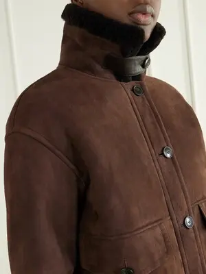 YVES SALOMON Shearling-trimmed Suede Jacket