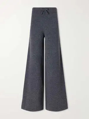 YVES SALOMON Drawstring Wool-blend Wide-leg Pants - Gray